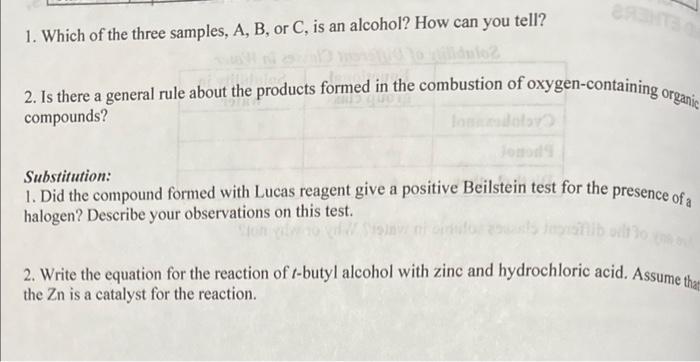 Solved 1. Which of the three samples, A, B, or C, is an | Chegg.com