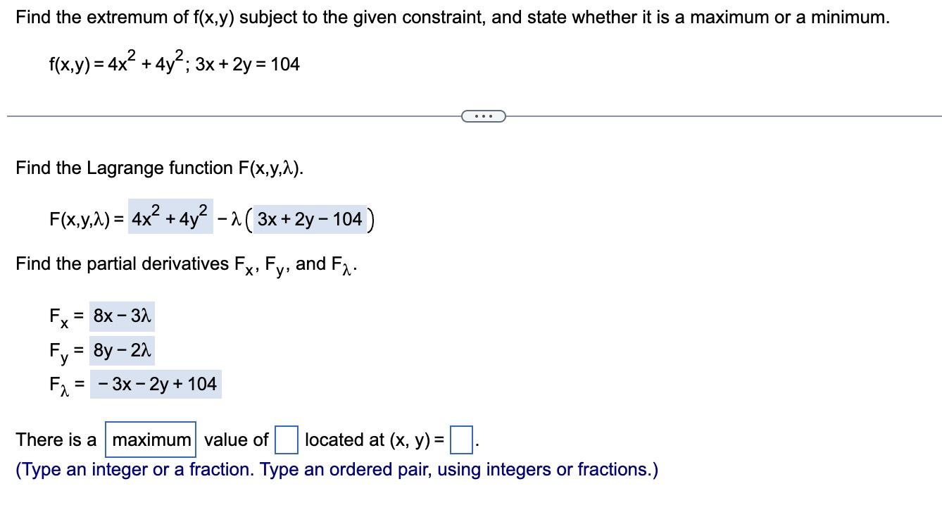 Solved Find the extremum of f(x,y) ﻿subject to the given | Chegg.com