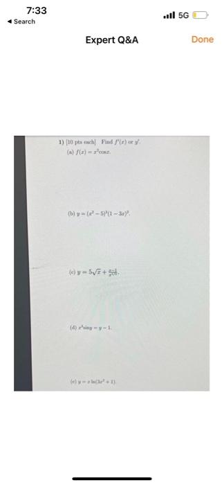 Solved Expert Q\&A Done 1) [t0 pts twah) Find f(x) or y ? | Chegg.com