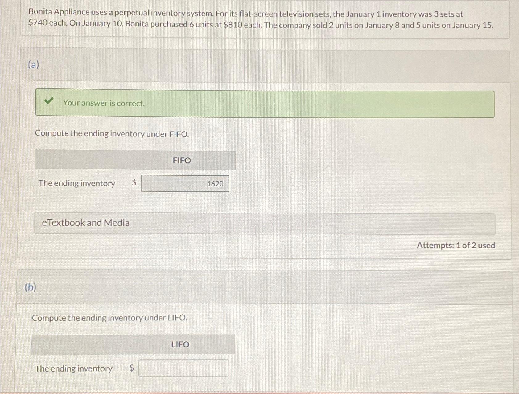 Solved Bonita Appliance uses a perpetual inventory system. | Chegg.com