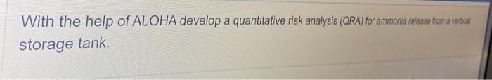 Solved a With the help of ALOHA develop a quantitative risk | Chegg.com