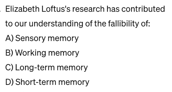 Solved Elizabeth Loftus's research has contributed to our | Chegg.com