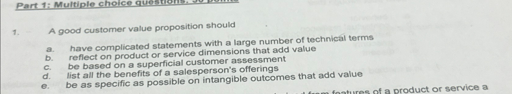 Solved Part 1: Multiple choice questions. vopem.A good | Chegg.com