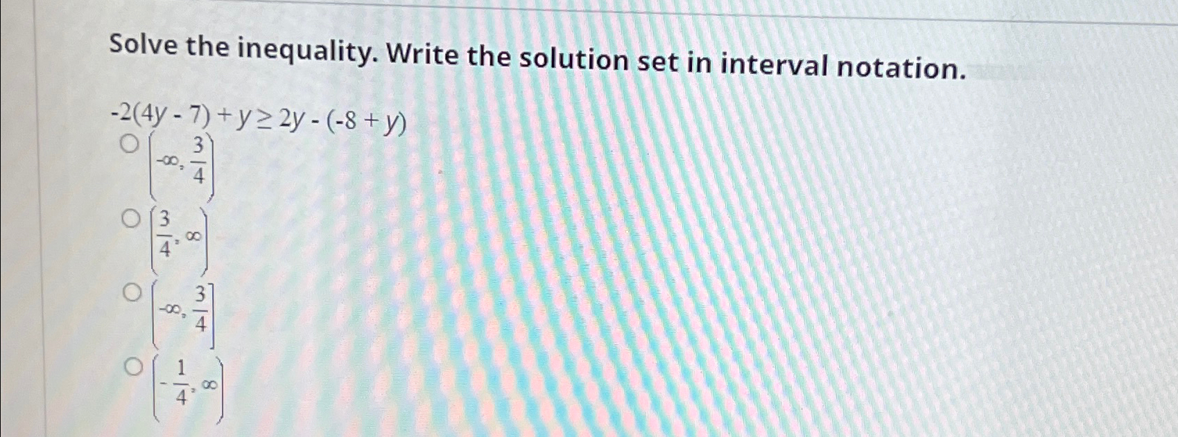 Solved Solve the inequality. Write the solution set in | Chegg.com
