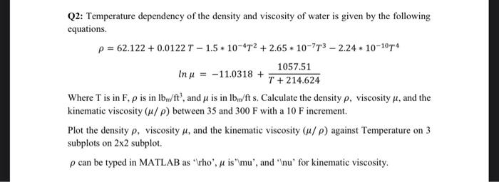 Solved Q2: Temperature dependency of the density and | Chegg.com