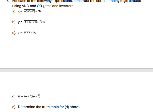 Solved For Each Of ﻿the Following Expressions Construct The 