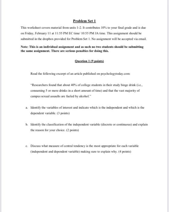 Solved Problem Set 1 This worksheet covers material from | Chegg.com