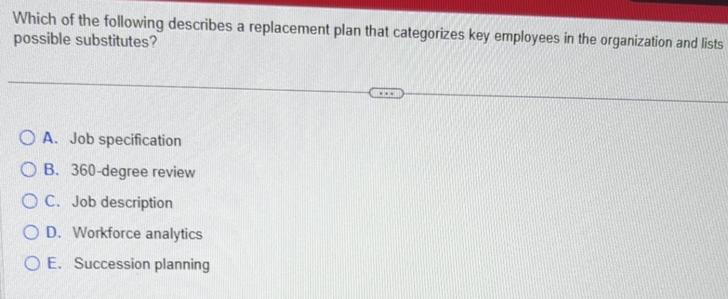Solved Which of the following describes a replacement plan | Chegg.com