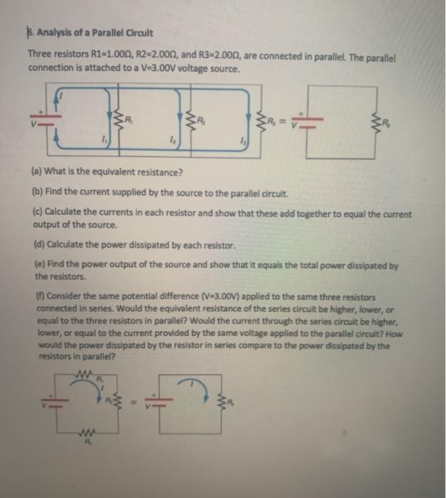 Solved B. Analysis of a Parallel Circuit Three resistors | Chegg.com
