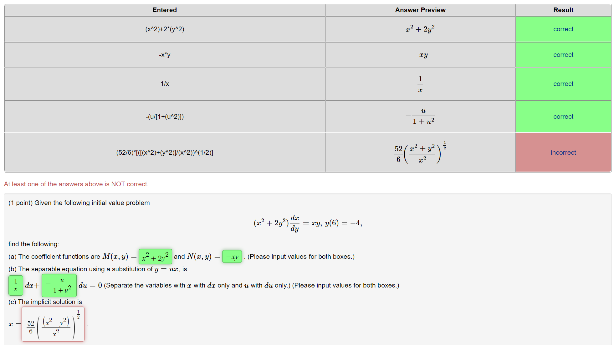 (1 ﻿point) ﻿Given the following initial value | Chegg.com