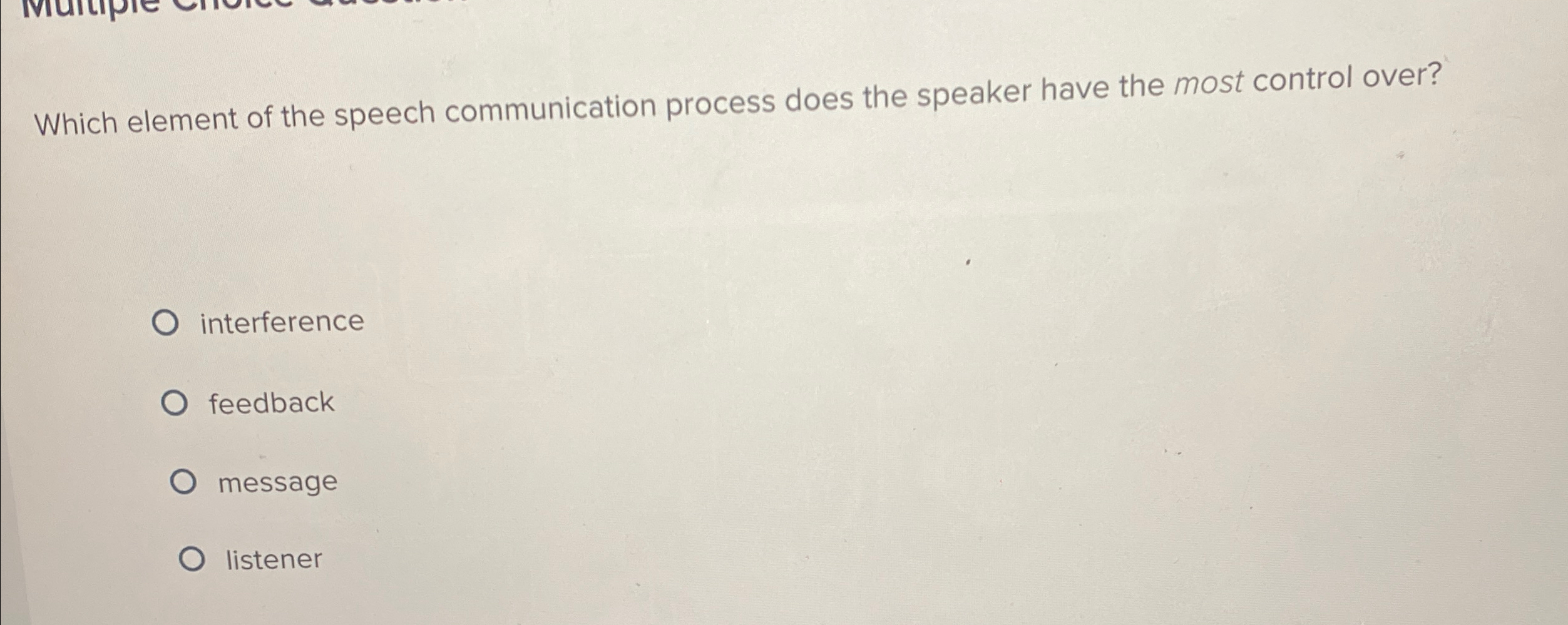 Solved Which element of the speech communication process | Chegg.com