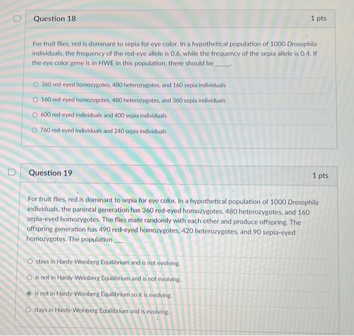 Solved For fruit flies, red is dominant to sepia for eye | Chegg.com