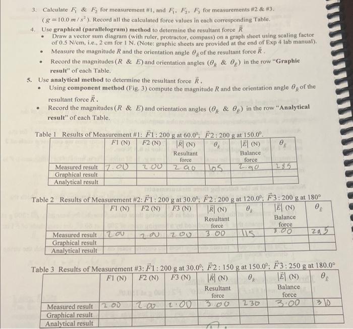 Solved 3. Calculate F1&F2 for measurement #1, and F1,F2,F3 | Chegg.com
