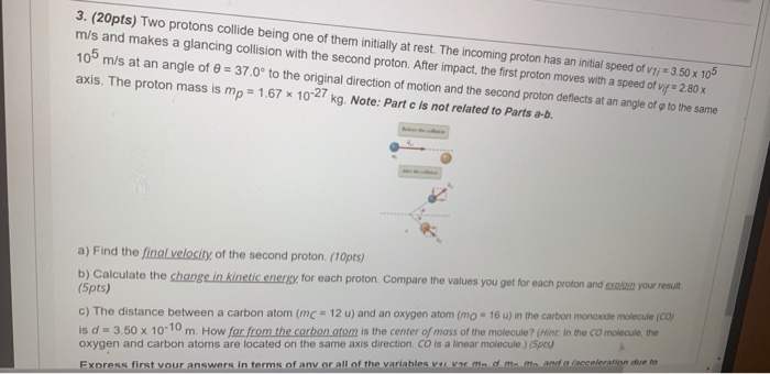Solved 3. (20pts) Two protons collide being one of them | Chegg.com