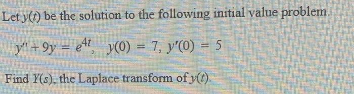 Solved Let y(t) be the solution to the following initial | Chegg.com