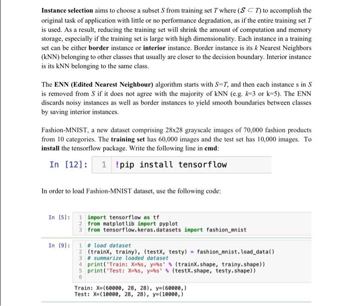 Solved Instance selection aims to choose a subset S from | Chegg.com