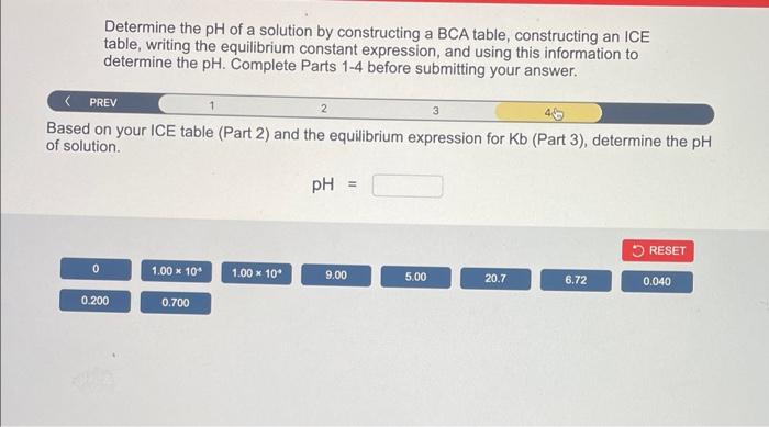 Solved Determine the pH of a solution by constructing a BCA | Chegg.com