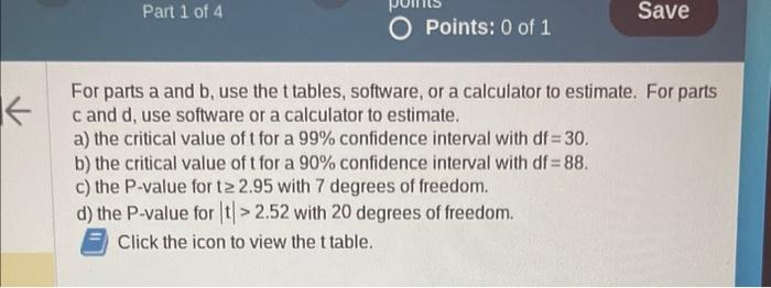 Solved For parts a and b, use the t tables, software, or a | Chegg.com