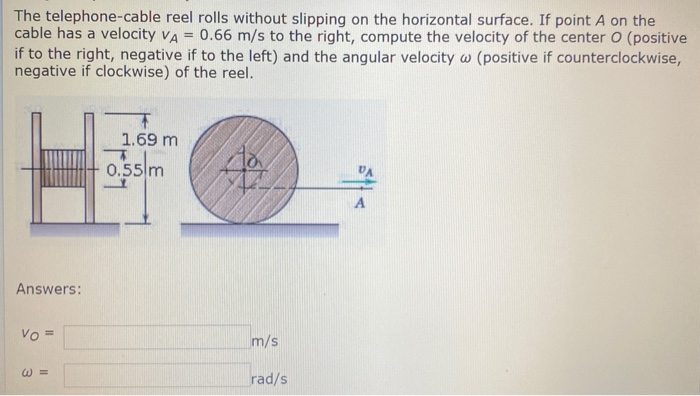 Solved The telephone-cable reel rolls without slipping on | Chegg.com
