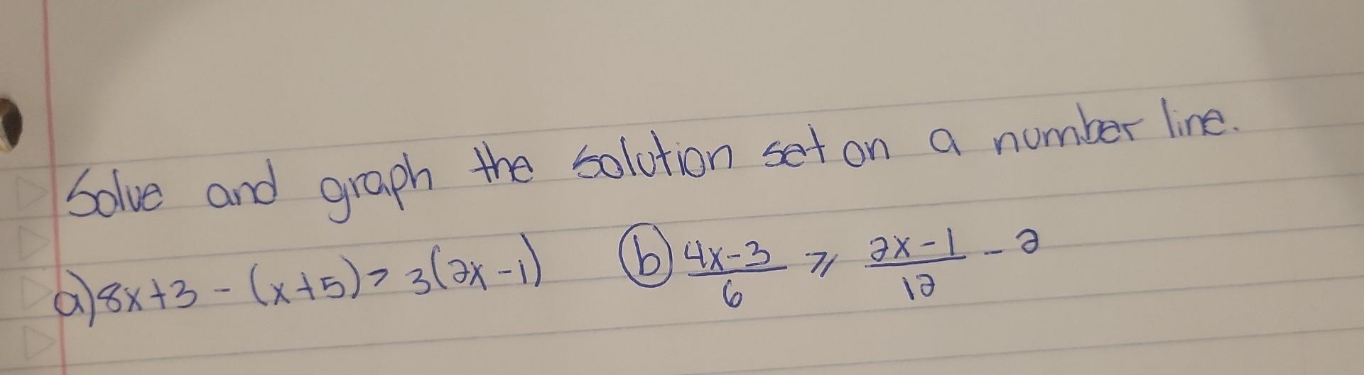 Solved bolve and graph the bolution set on a number line. a) | Chegg.com