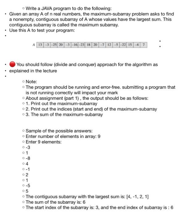 Solved • Write a JAVA program to do the following: Given | Chegg.com