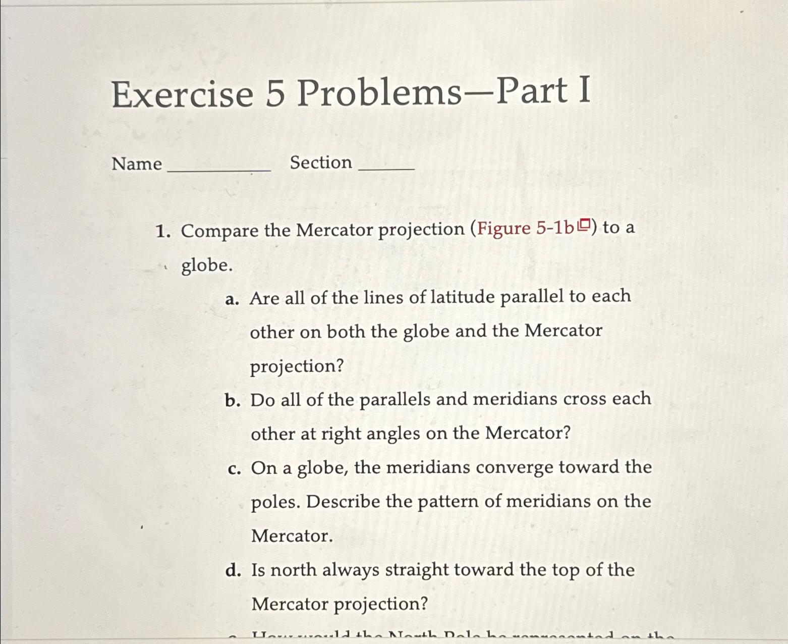 Solved Exercise 5 ﻿Problems-Part INameSectionCompare the | Chegg.com