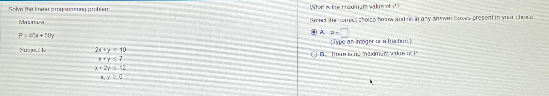 Solved Solve the linear programming | Chegg.com