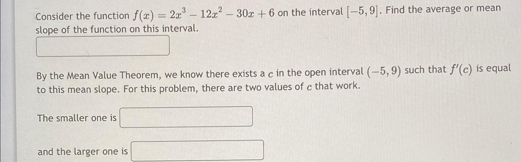 Solved Consider the function f(x)=2x3-12x2-30x+6 ﻿on the | Chegg.com
