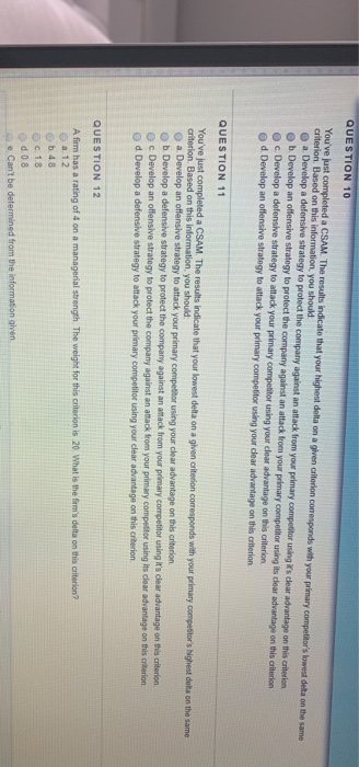 Solved QUESTION 10 You've just completed a CSAM The results | Chegg.com