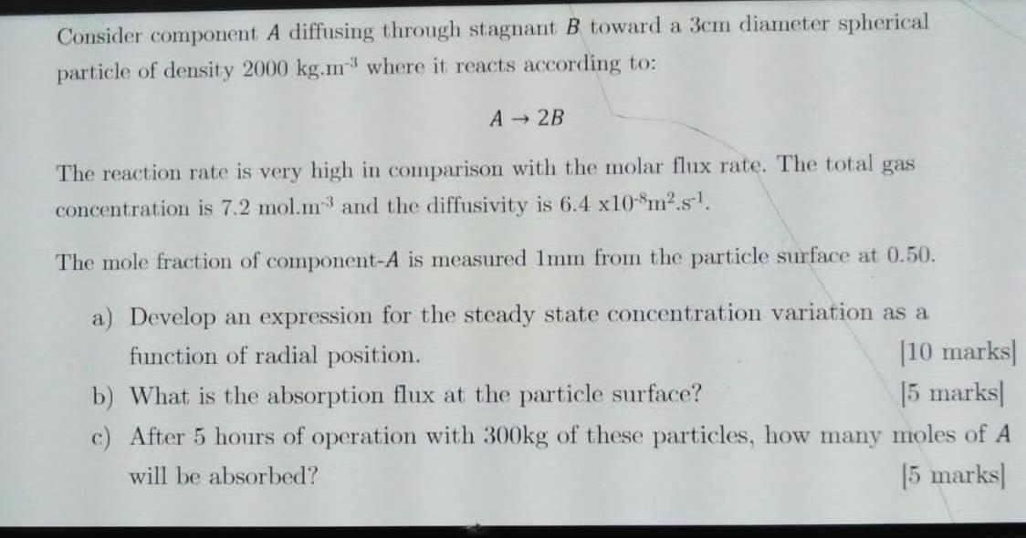Solved Consider component A diffusing through stagnant B | Chegg.com