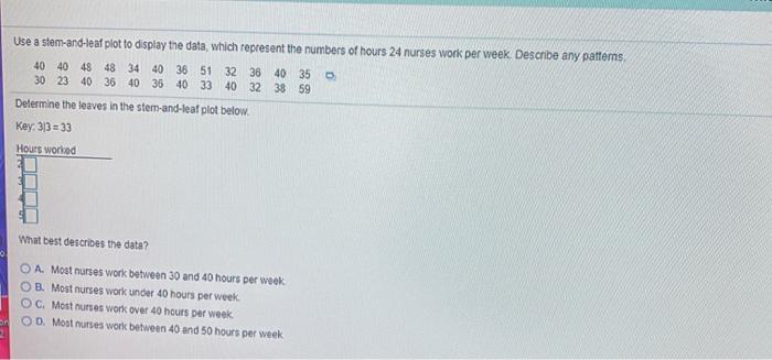 Solved Use a stem-and-leaf plot to display the data, which | Chegg.com