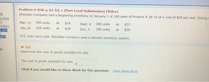 Solved Exercise 5-09 a-b (Part Level Submission) Presented | Chegg.com