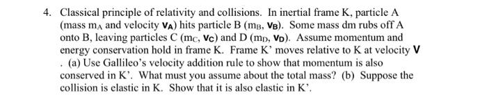 Solved Classical principle of relativity and collisions. In | Chegg.com