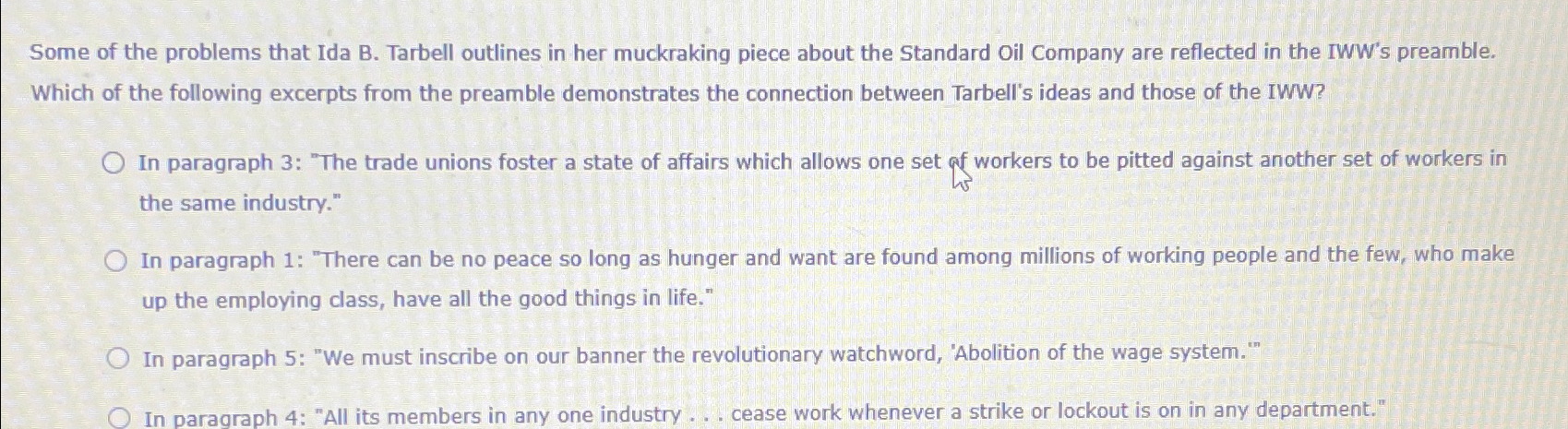 Solved Some of the problems that Ida B. ﻿Tarbell outlines in | Chegg.com