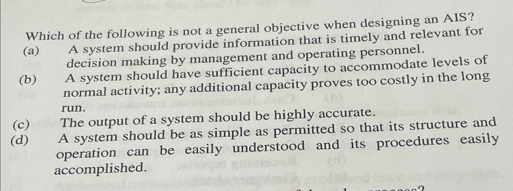 Solved Which of the following is not a general objective | Chegg.com