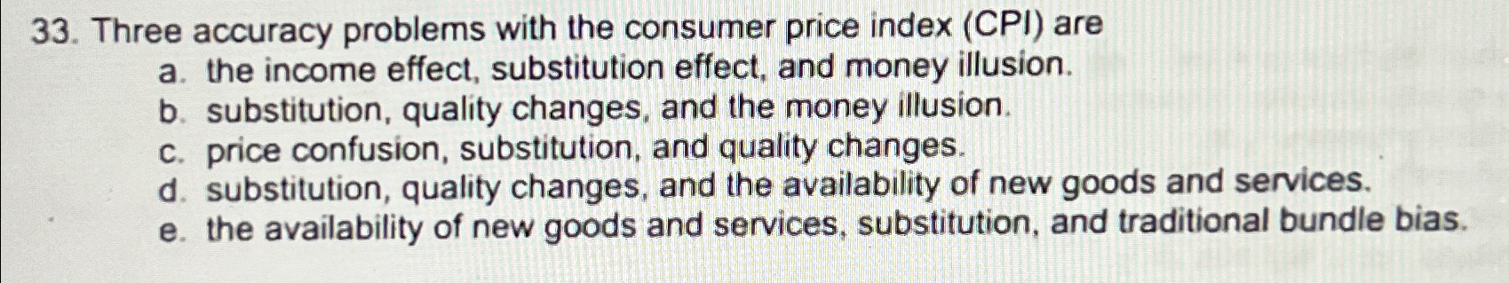 Solved Three accuracy problems with the consumer price index | Chegg.com