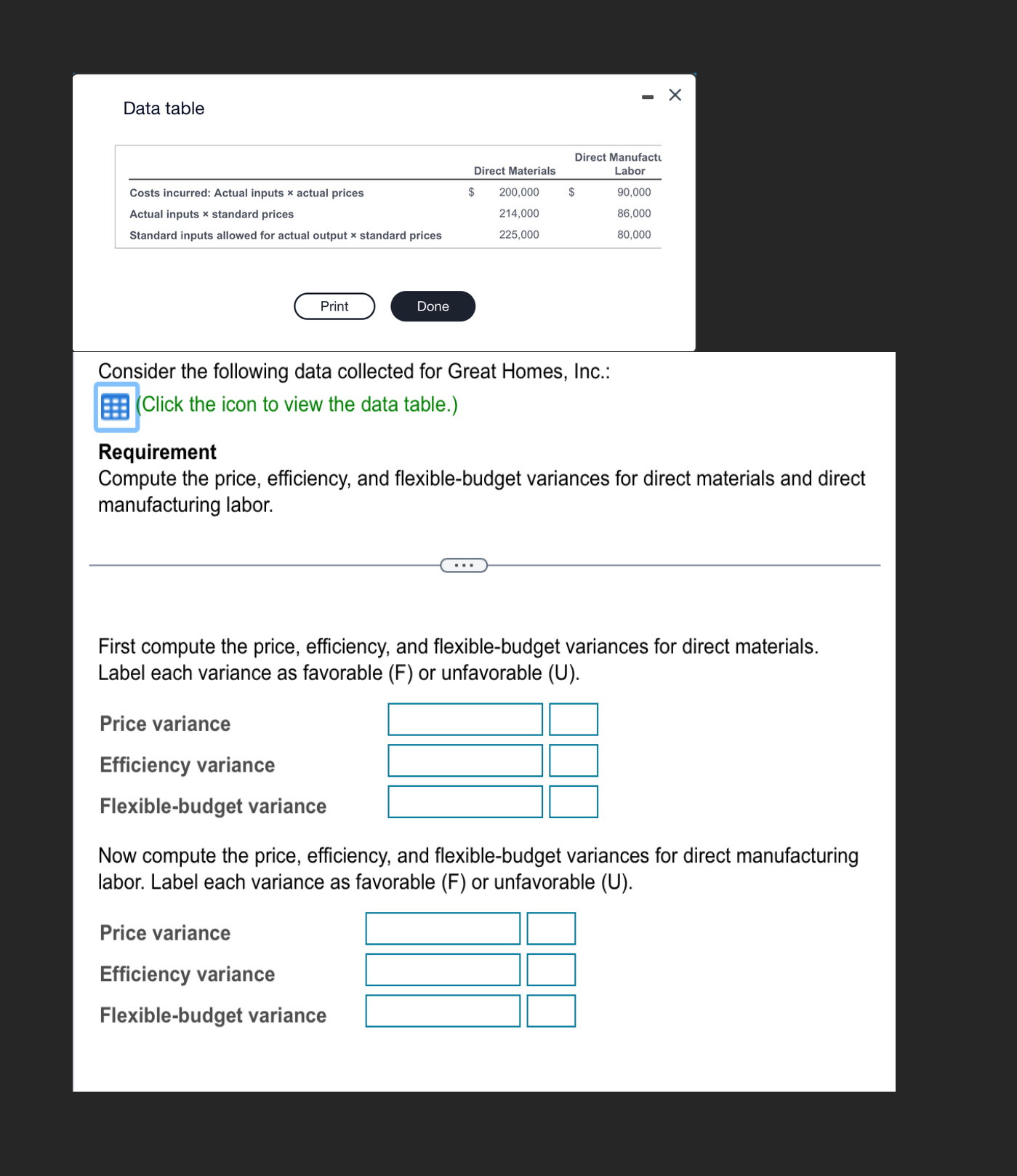 Solved Data table\table[[,Direct Materials,\table[[Direct | Chegg.com