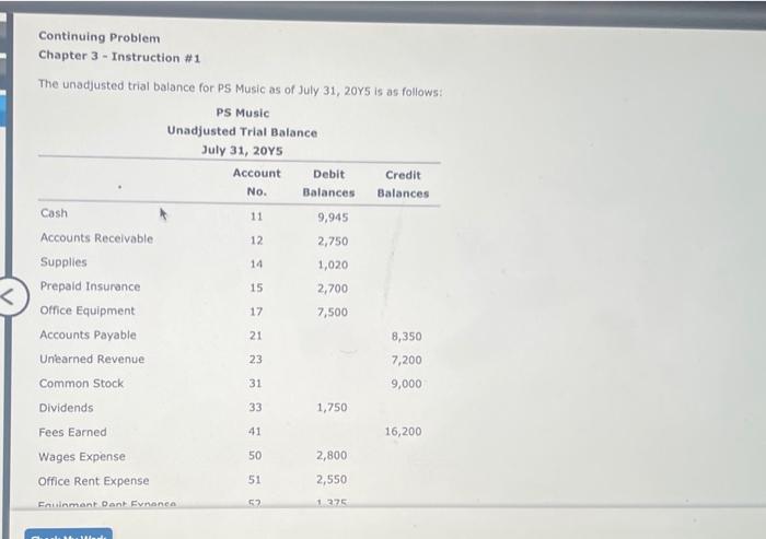Continuing Problem Chapter 3 - Instruction \#1 The | Chegg.com