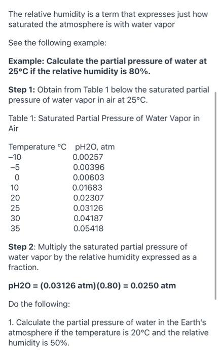 Solved The relative humidity is a term that expresses just | Chegg.com