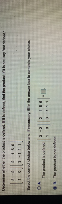 Solved Determine whether the product is defined. If it is | Chegg.com