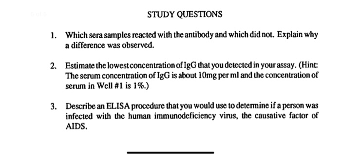 Solved STUDY QUESTIONS 1. Which sera samples reacted with | Chegg.com