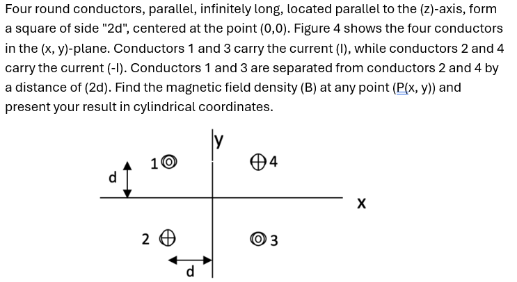 Four round conductors, parallel, infinitely long, | Chegg.com