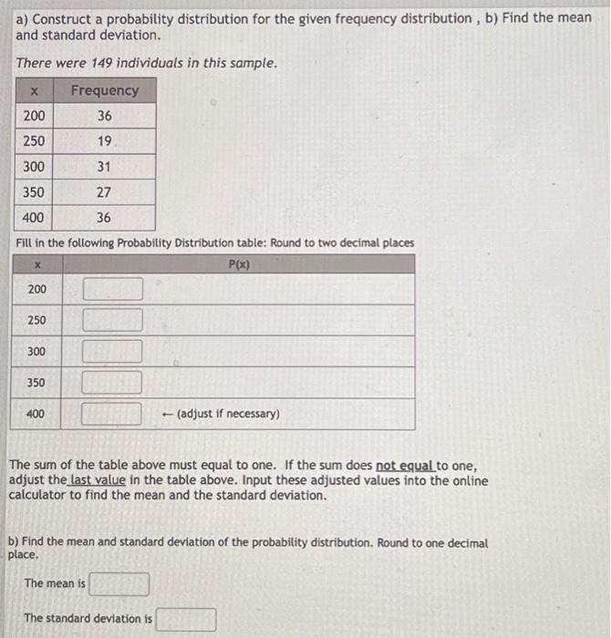 Solved a) Construct a probability distribution for the given | Chegg.com