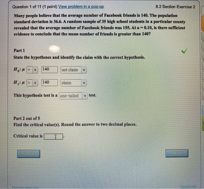 Solved Question 1 of 11 (1 point) View problem in a pop-up | Chegg.com