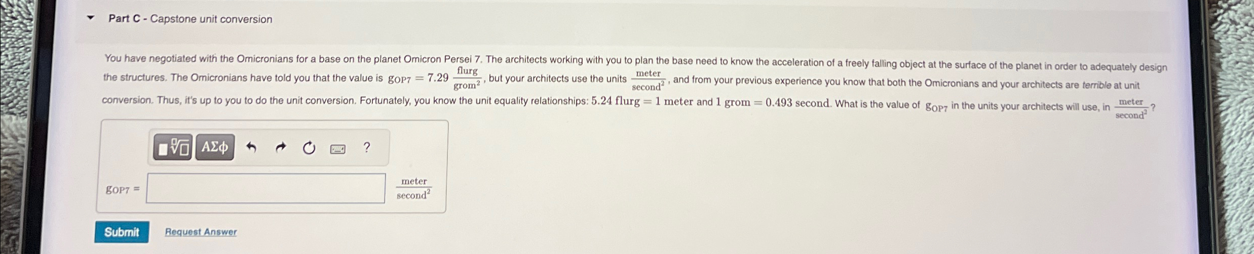 Solved Part C - ﻿Capstone unit conversion the structures. | Chegg.com