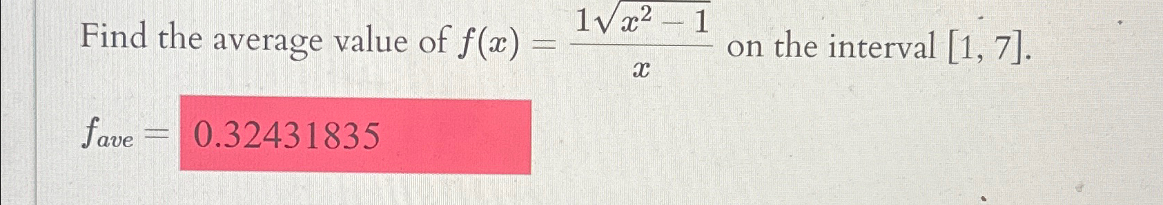 Solved Find the average value of f(x)=1x2-12x ﻿on the | Chegg.com