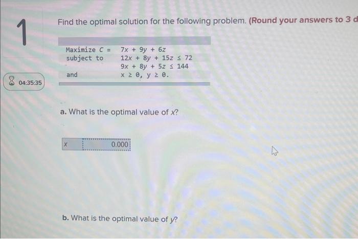 Solved & optimal value of Z & the maximum valuse if | Chegg.com