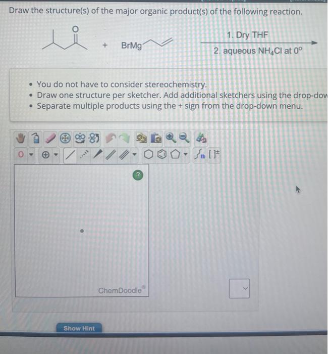 Solved Draw the structure(s) of the major organic product(s) | Chegg.com