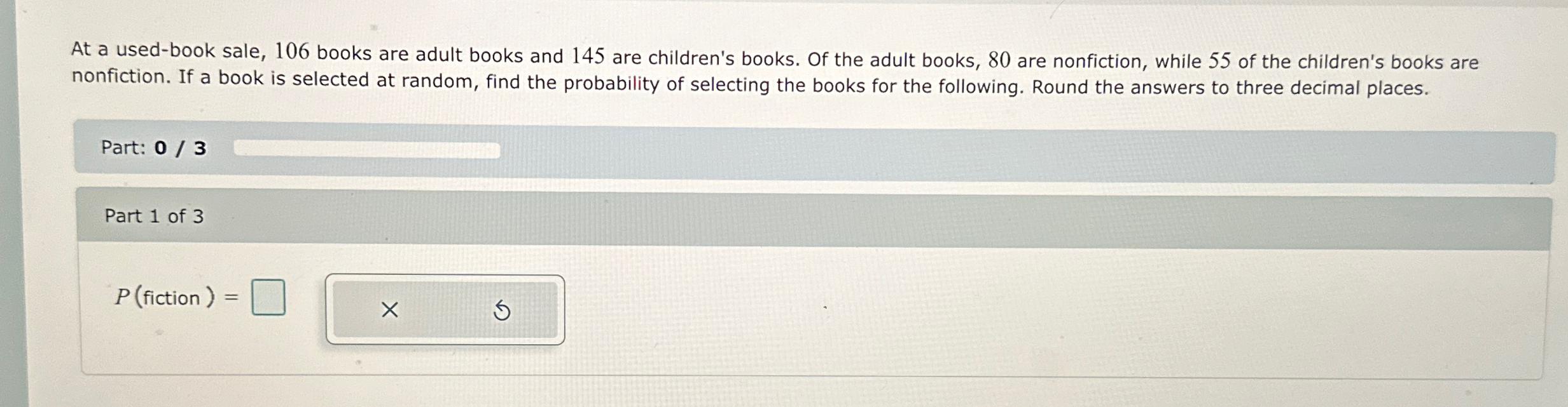 Solved Find the probability of selecting the books for the | Chegg.com