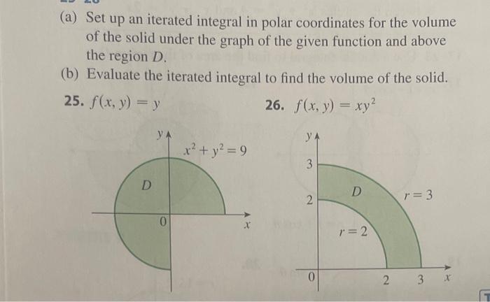 Solved (a) Set up an iterated integral in polar coordinates | Chegg.com